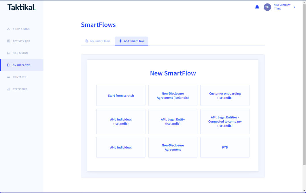 Creating a new SmartFlow – Taktikal
